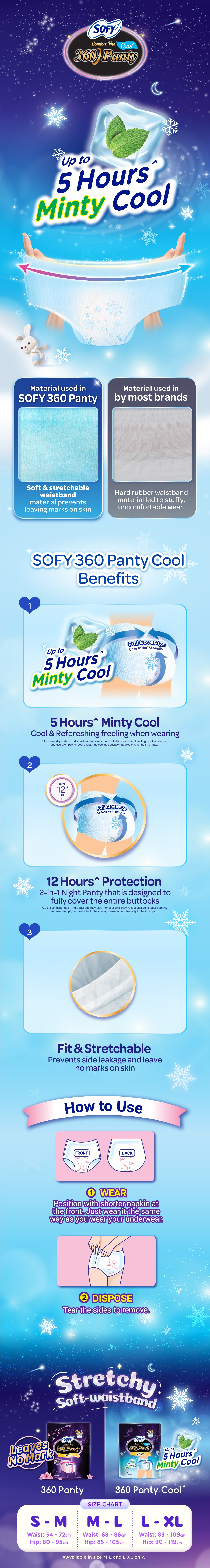 SOFY, Comfort Nite 360 Panty Cool M-L 5S | Watsons Malaysia